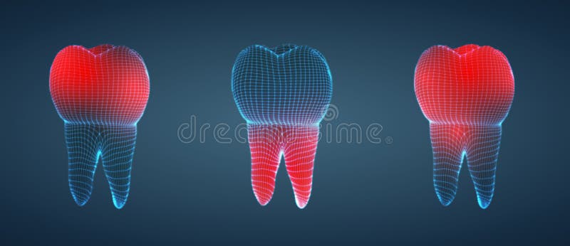 Vector Set of 3d Teeth on a Dark Background. Toothache Stock Vector ...