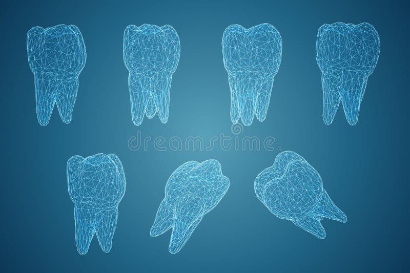 Vector Set of 3d Teeth for Dental Medicine Stock Vector - Illustration ...