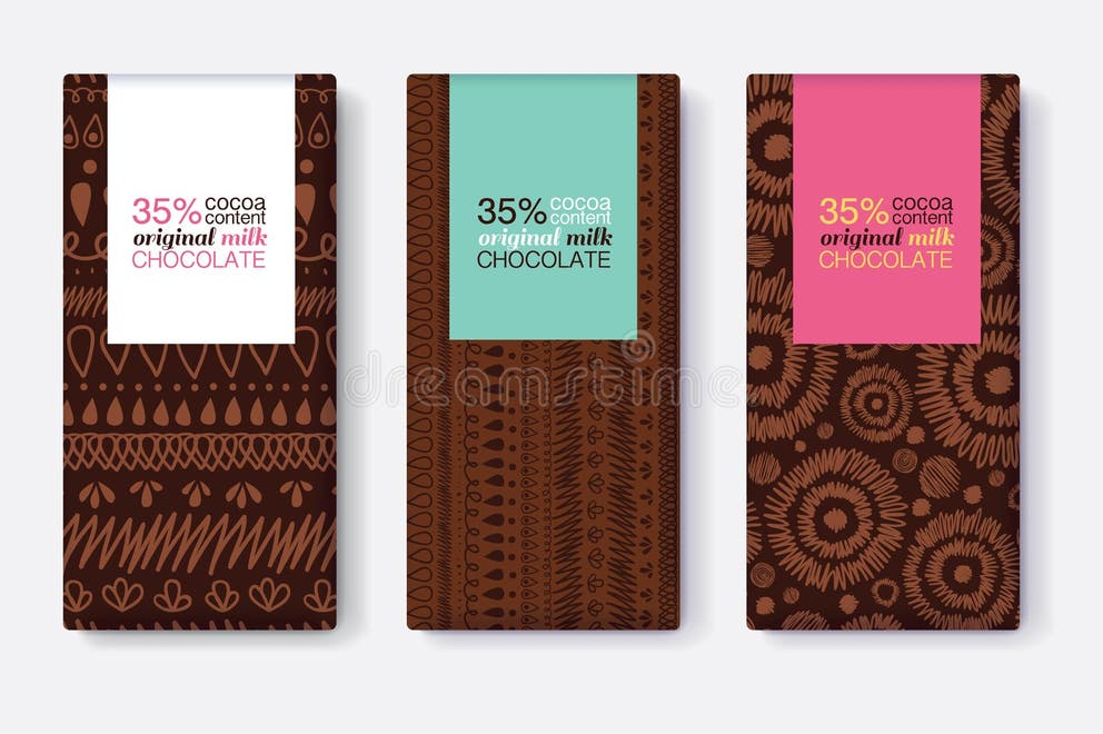 Vector Set Dark Brown of Chocolate Bar Package Designs with Modern ...