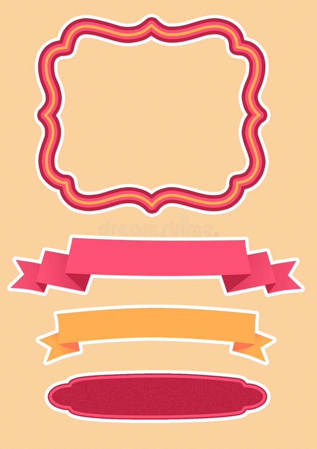 Vector Set for Decoration - Ribbons and Frame Stock Illustration ...