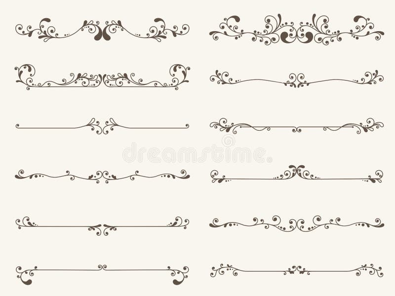 Vector Set of Decorative Elements, Border and Page Rules Frame Stock ...