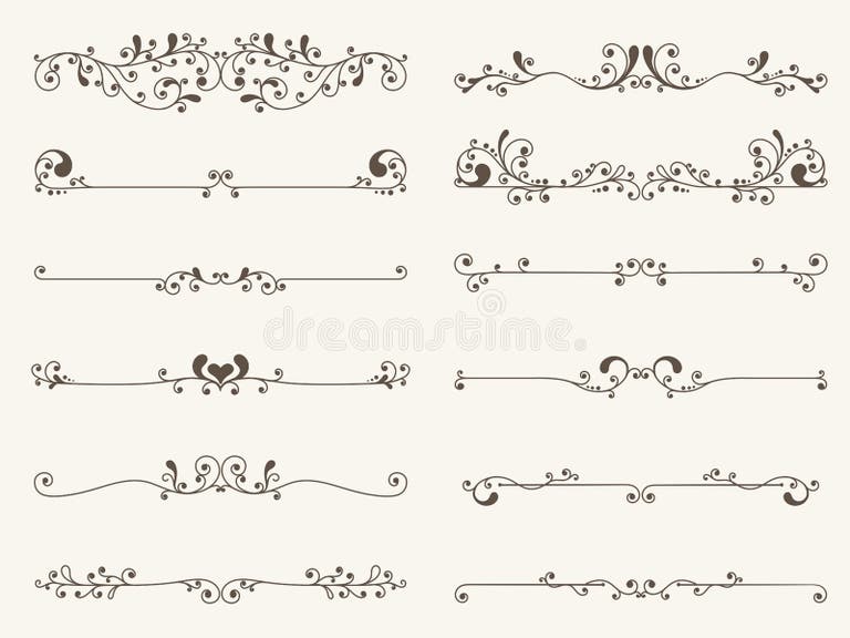 Vector Set of Decorative Elements, Border and Page Rules Frame Stock ...