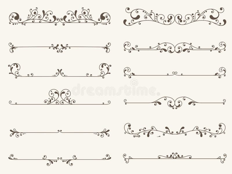 Vector Set of Decorative Elements, Border and Page Rules Frame Stock ...