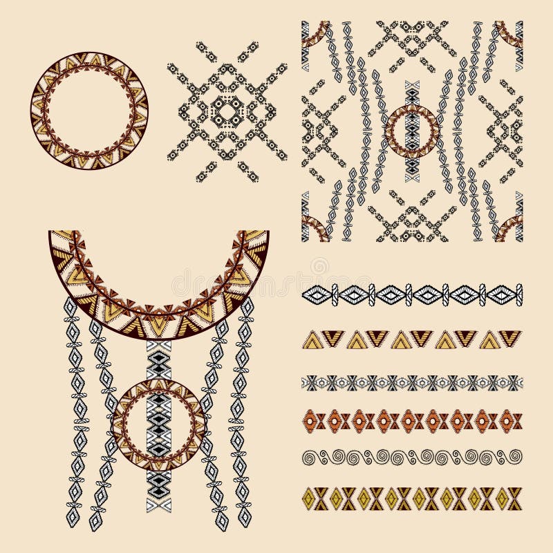 Vector Set of Decorative Elements for Fashion in Ethnic Style Stock ...