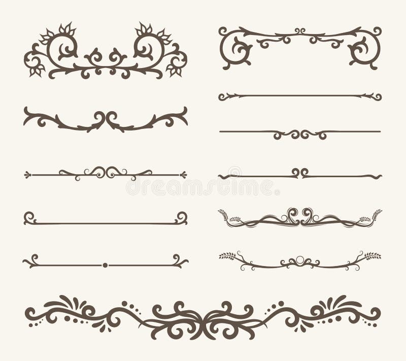 Vector Set of Decorative Elements, Line and Page Rules Frame Stock ...