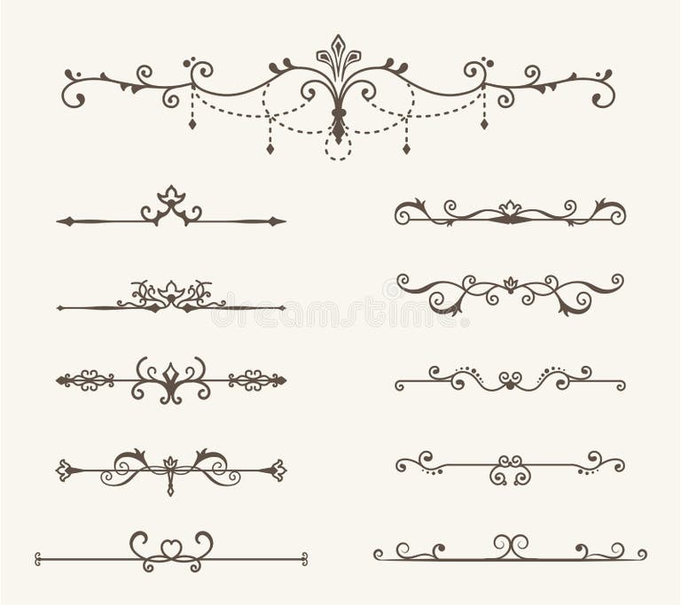 Vector Set of Decorative Elements, Line and Page Rules Frame Stock ...