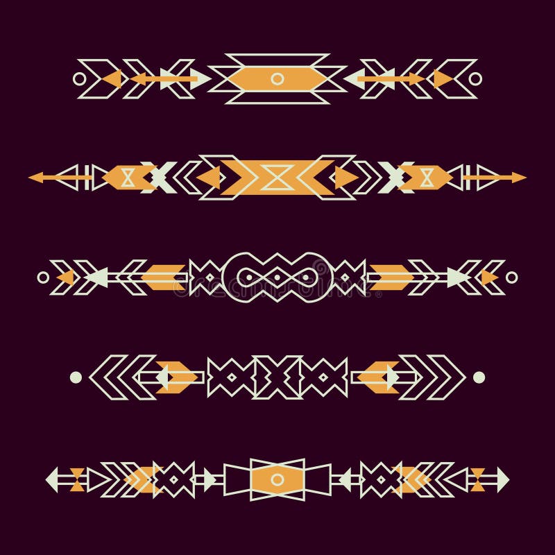 Vector Set of Decorative Ethnic Borders Stock Vector - Illustration of ...