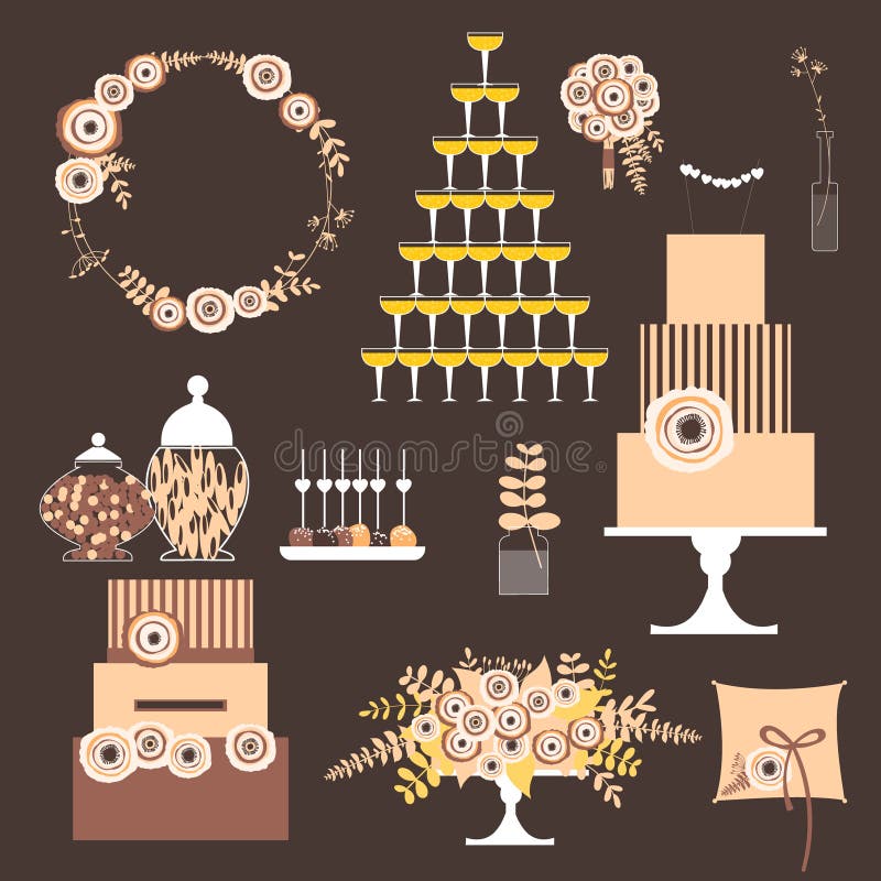 Vector Set of Decorative Wedding Elements. Stock Vector - Illustration ...