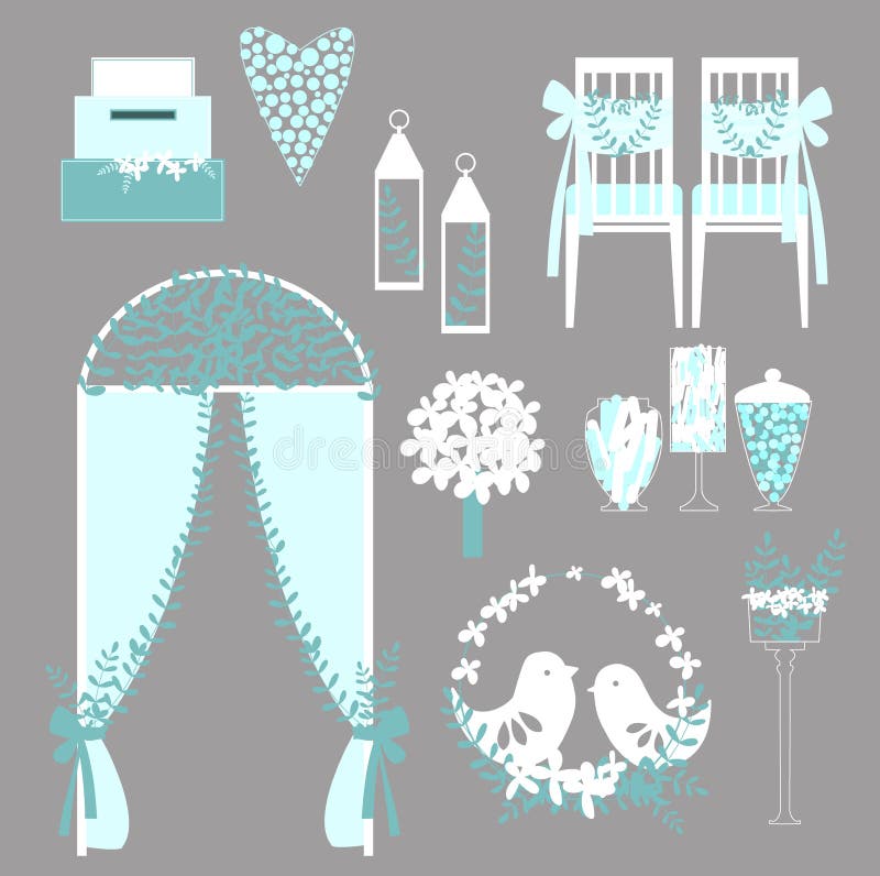 Vector Set of Decorative Wedding Elements. Stock Vector - Illustration ...