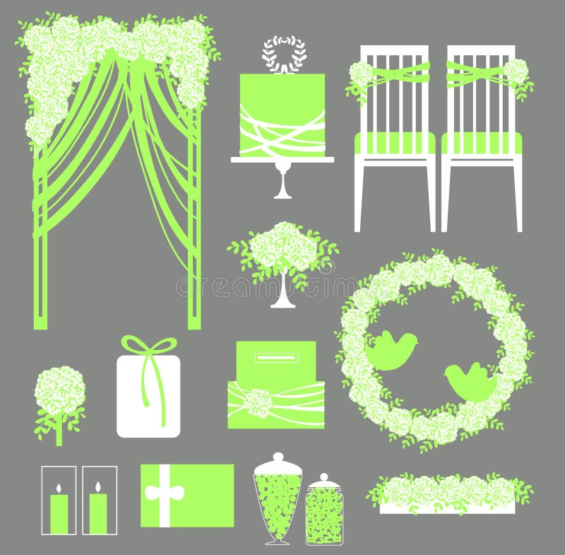 Vector Set of Decorative Wedding Elements. Stock Vector - Illustration ...