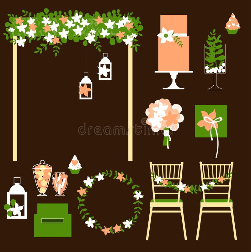 Vector Set of Decorative Wedding Elements. Stock Vector - Illustration ...