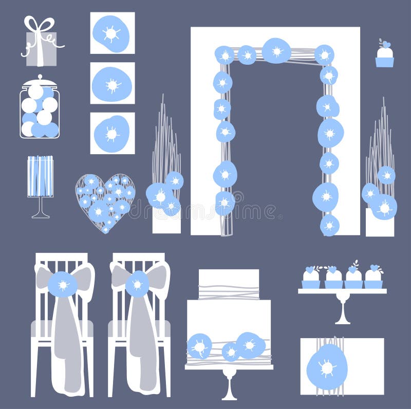 Vector Set of Decorative Wedding Elements. Stock Vector - Illustration ...