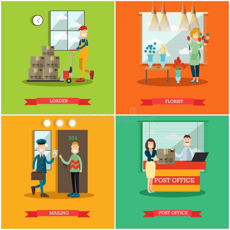 Vector Set of Delivery Posters in Flat Style Stock Vector ...