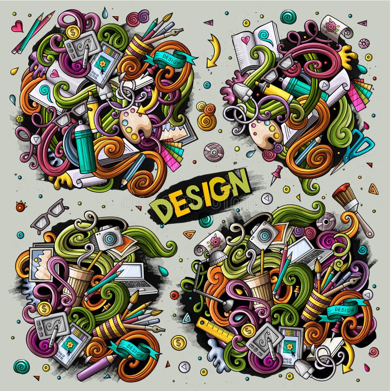 Vector Set of Design Combinations of Objects and Elements Stock Vector ...