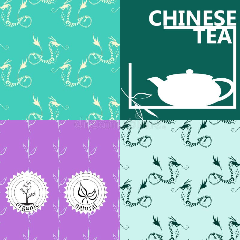 Vector Set of Design Elements and Icons in Linear Style for Tea Package ...