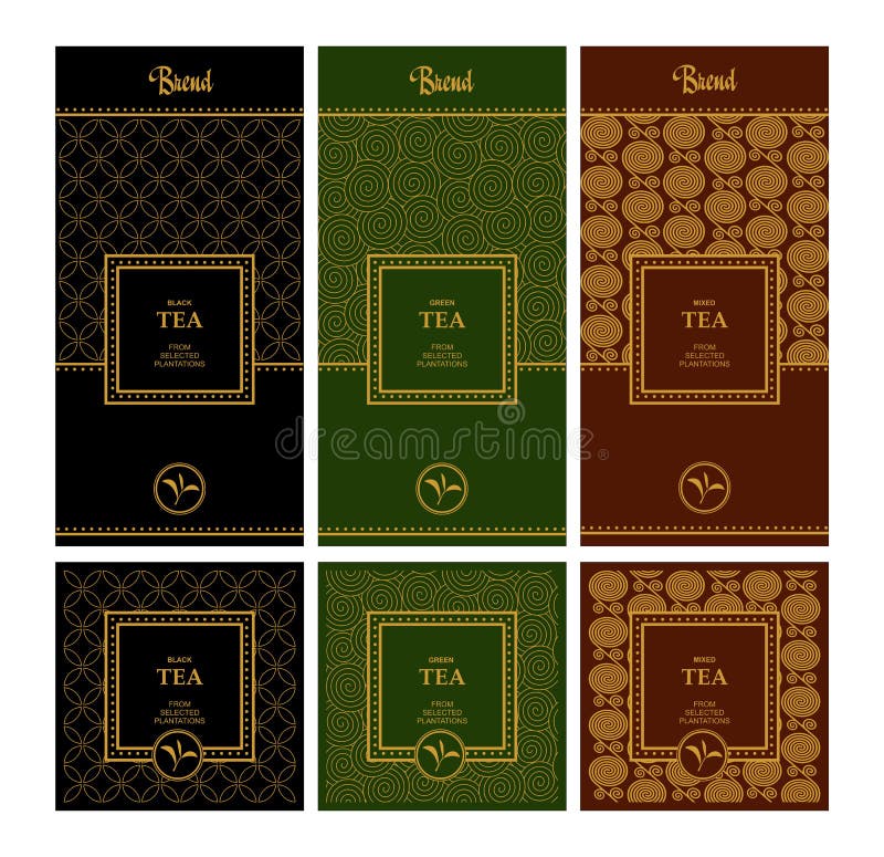 Vector Set of Design Elements and Icons in Trendy Linear Style for Tea ...