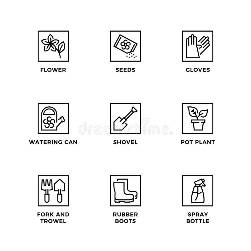 Vector Set of Icons for Garden Stock Illustration - Illustration of ...