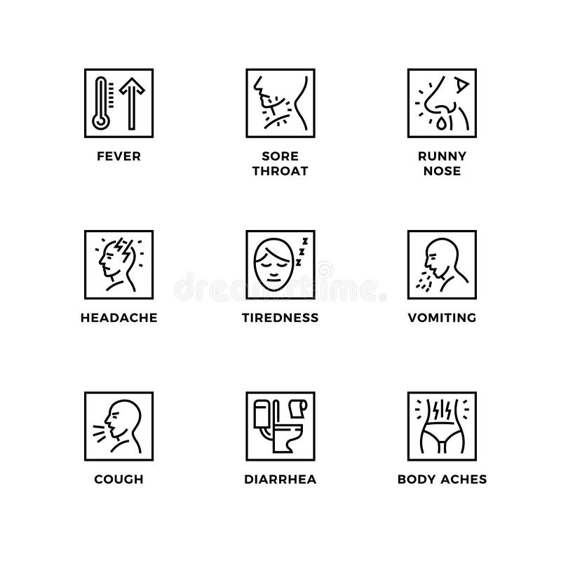 Vector Set of Icons for Illness Stock Vector - Illustration of badge ...