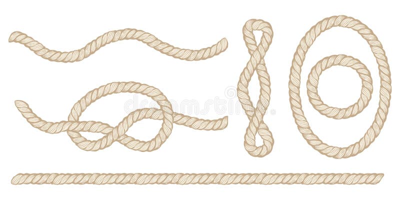 Vector Set Design Elements with Rope. Vector Rope Knot and Frame Stock ...