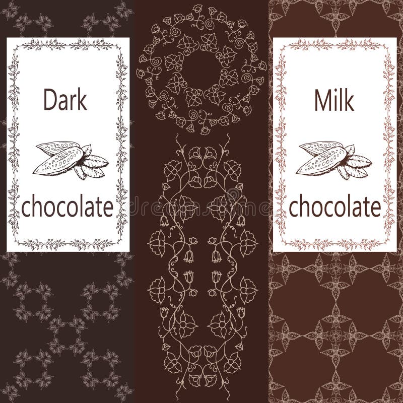 Vector Set of Design Elements and Seamless Pattern for Milk and Dark ...
