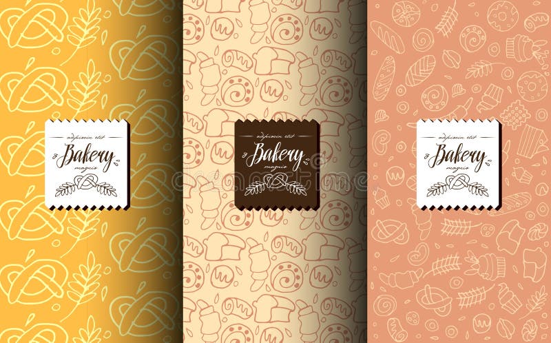 Vector Set of Design Templates and Elements for Bakery with Design ...