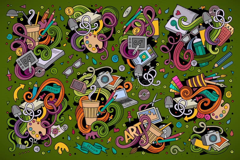 Vector Set of Design Theme Items Stock Vector - Illustration of doodles ...