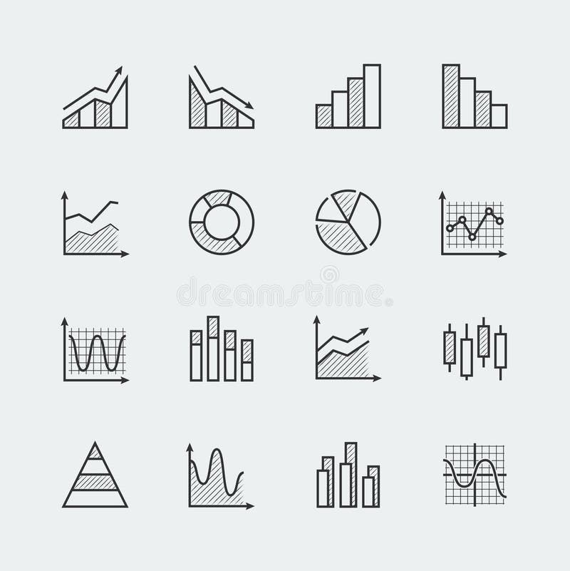 Set of Diagram and Graphs Related Icons Stock Vector - Illustration of ...
