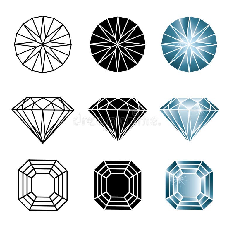 Vector set of diamonds stock vector. Illustration of jewelry - 109588118