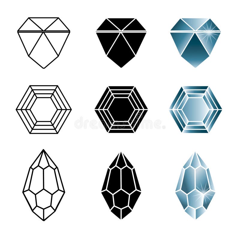 Vector set of diamonds stock vector. Illustration of drawingl - 109588125