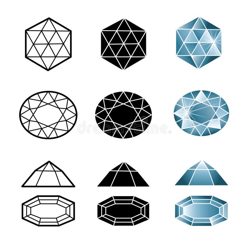 Vector set of diamonds stock vector. Illustration of diamond - 109588175