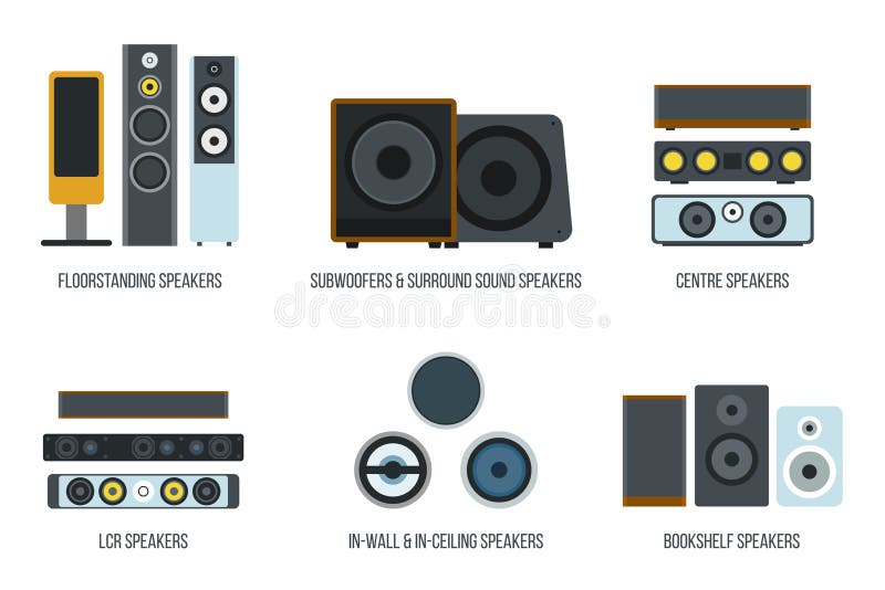 Vector Set of Different Audio Speakers. Flat Style. Stock Vector ...
