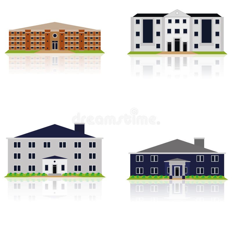 Set of Different Building Icons Isolated Stock Vector - Illustration of ...