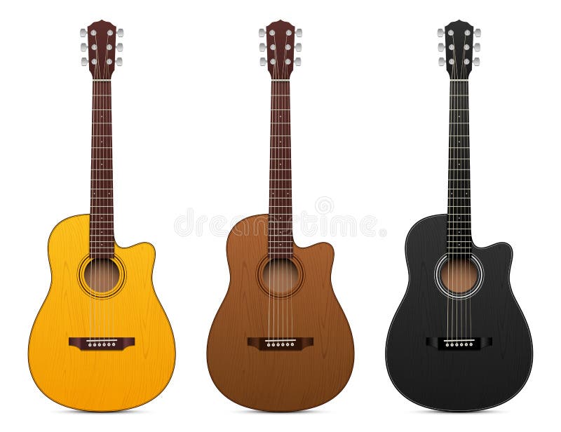 Vector Set of Different Color Classical Acoustic Guitars, Isolated on a ...