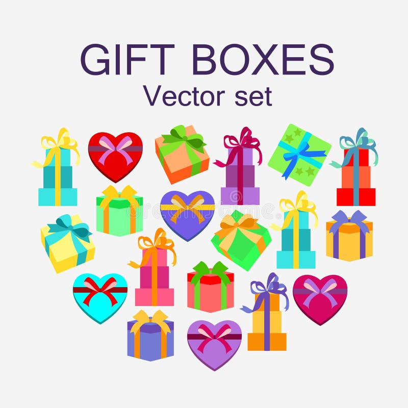 Vector Set of Different Gift Boxes in Flat Design Stock Vector ...