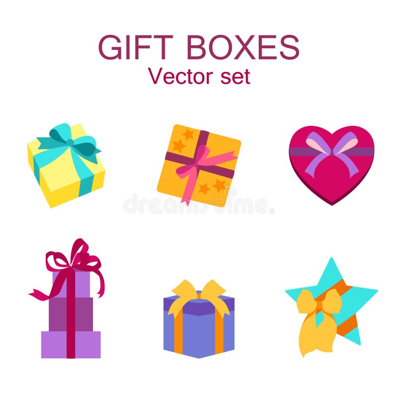 Vector Set of Different Gift Boxes in Flat Design Stock Vector ...