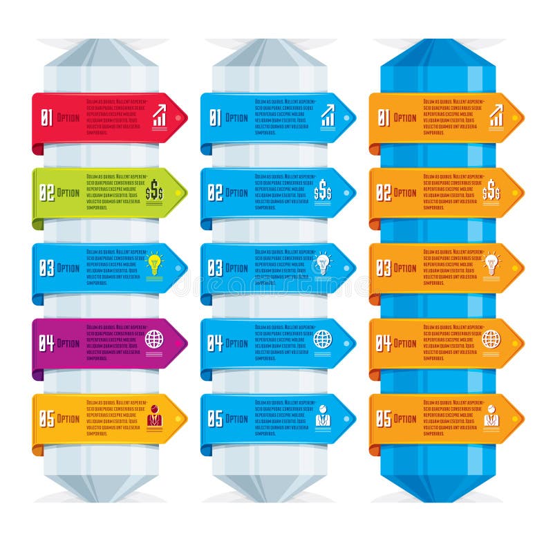 Vector Set of Different Color Infographic Compositions with Banners ...