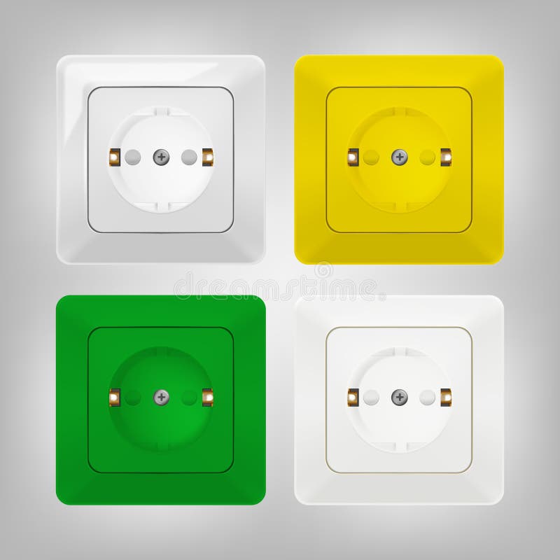 Vector Set of Different Colored Electrical Sockets. Stock Vector ...