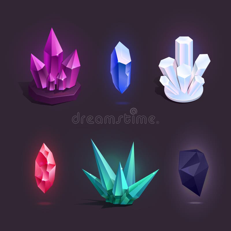 Vector Set with Different Colorful Cartoon Crystals Stock Vector ... Vector Set with Different Colorful Cartoon Crystals Stock Vector ...
