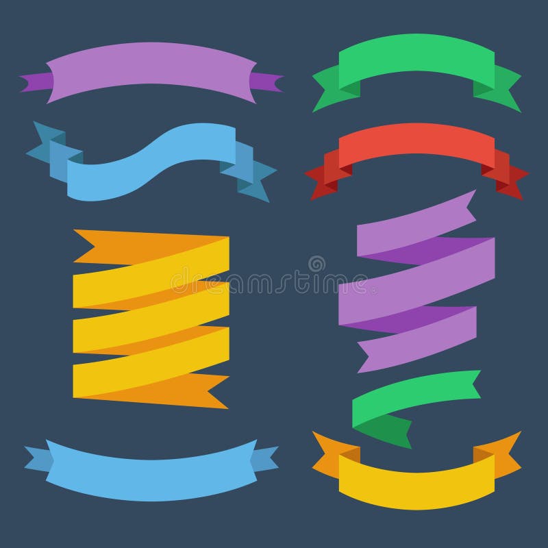 Vector Set of Different Colors Ribbons. Stock Vector - Illustration of ...