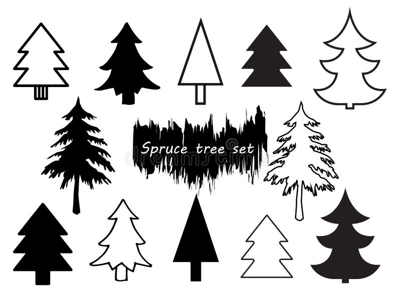 Vector Set of Different Coniferous Trees Silhouettes Stock Vector ...