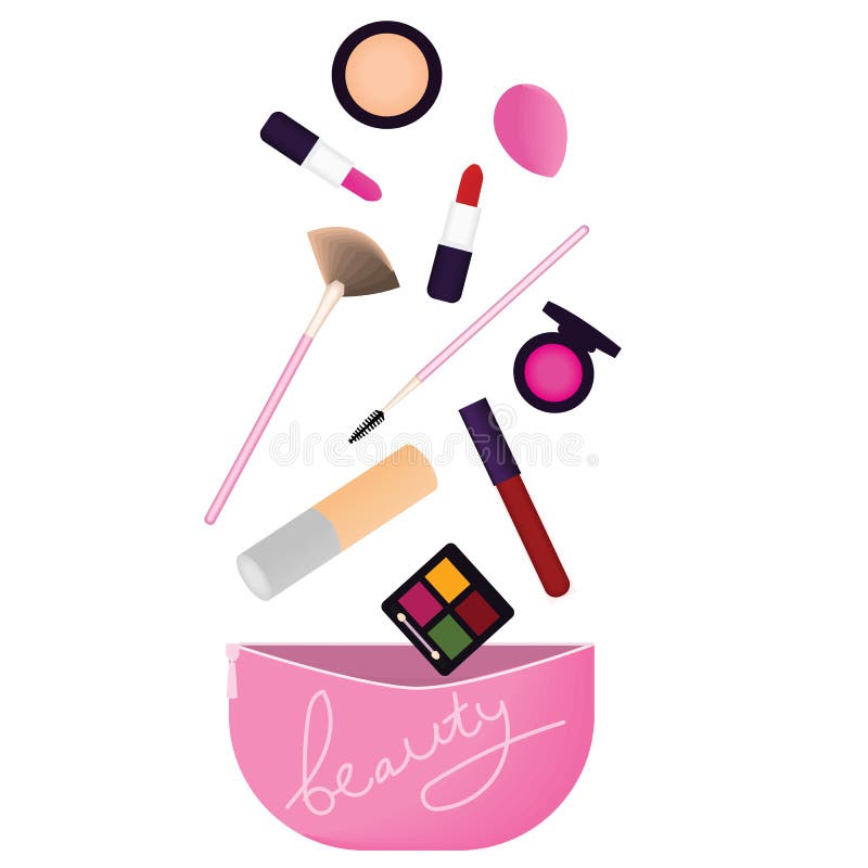 Cosmetics for Women. Vector Pictures of Various Cosmetics Packages ...