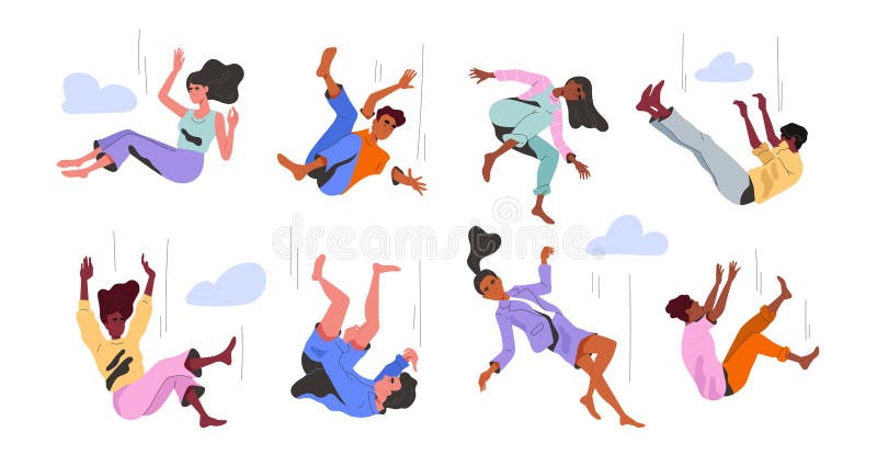 Vector Set of Different Falling People Stock Vector - Illustration of ...
