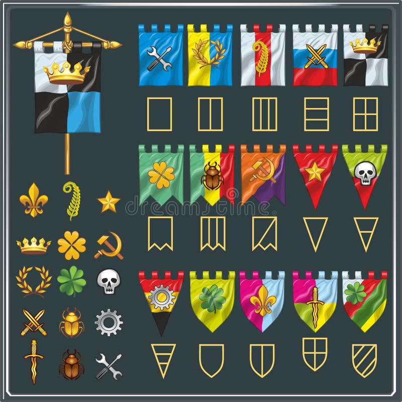 Vector Set of Different Flag Shapes. Symbol Elements Collection ...