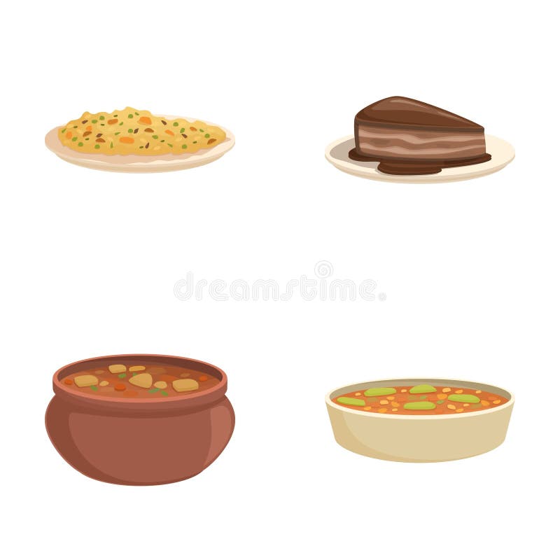 Vector Set of Different Food Items, Including Desserts and Soups Stock ...