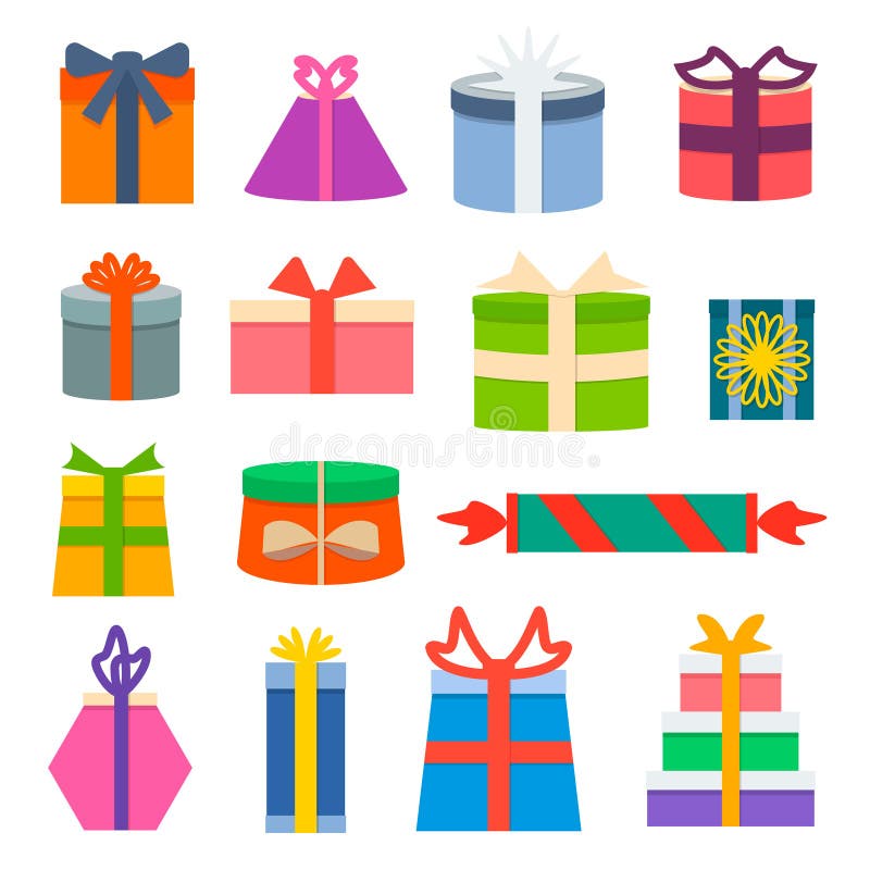 Vector Set of Different Gift Boxes. Flat Design Stock Vector ...