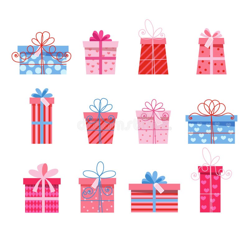 Vector Set of Different Gift Boxes. Flat Design Stock Illustration ...