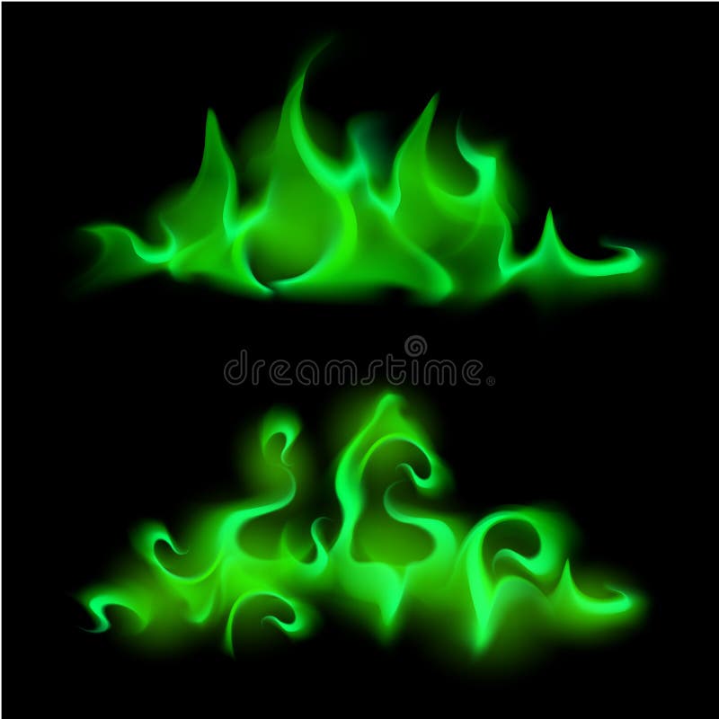 Vector Set of Different Green Fire Flame Bonfire Isolated Stock Vector ...