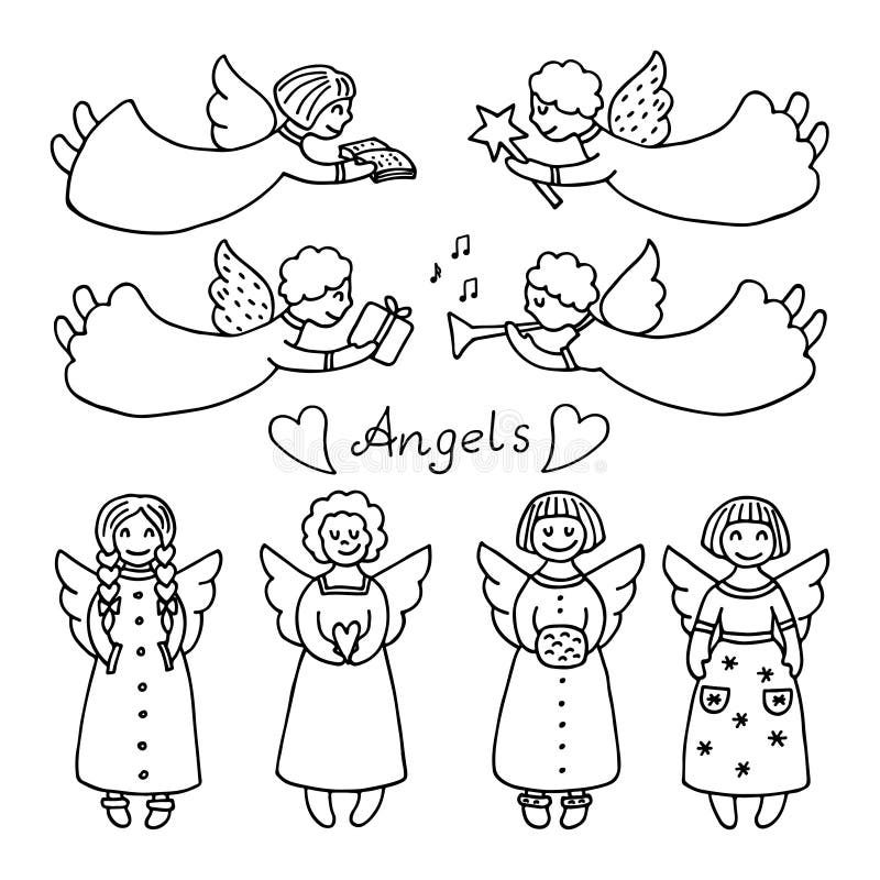 Vector Set of Different Icons of Angels Stock Vector - Illustration of ...
