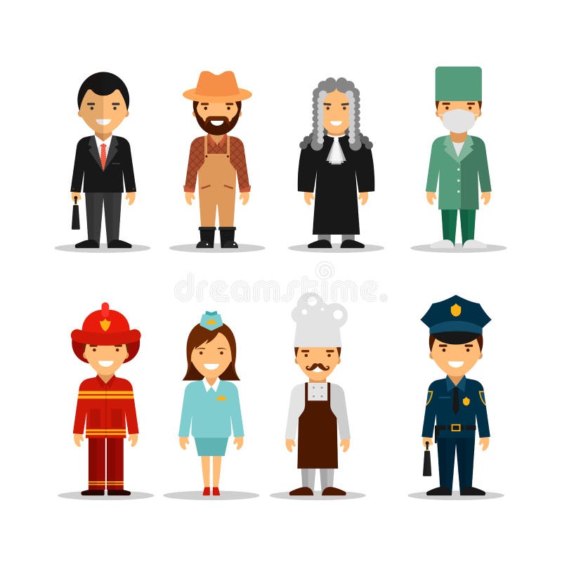 Vector Set of Different People Professions Characters. Icons, Avatars and Design Elements in ...