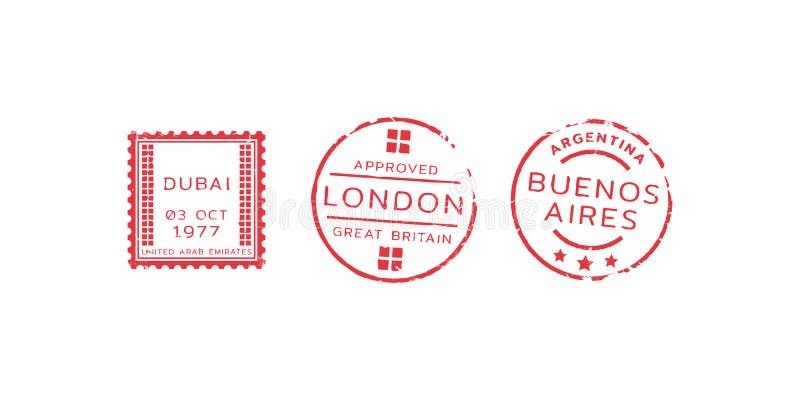 Vector Set of Different Postmark and Stamps. Vector Set of Stamps and ...